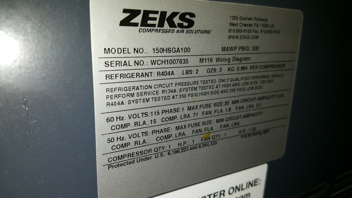 ZEKS 150HSGA100 HeatSink Air Dryer – Tandy Surplus Equipment LLC